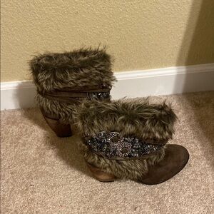 naughty monkey | Shoes | Naughty Monkey Brown Heeled Boots With Cozy ...